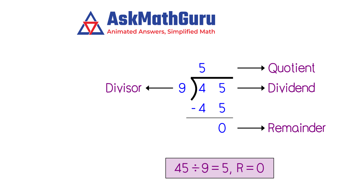 What is 45 divided by 9 | Long division method | AskMathGuru