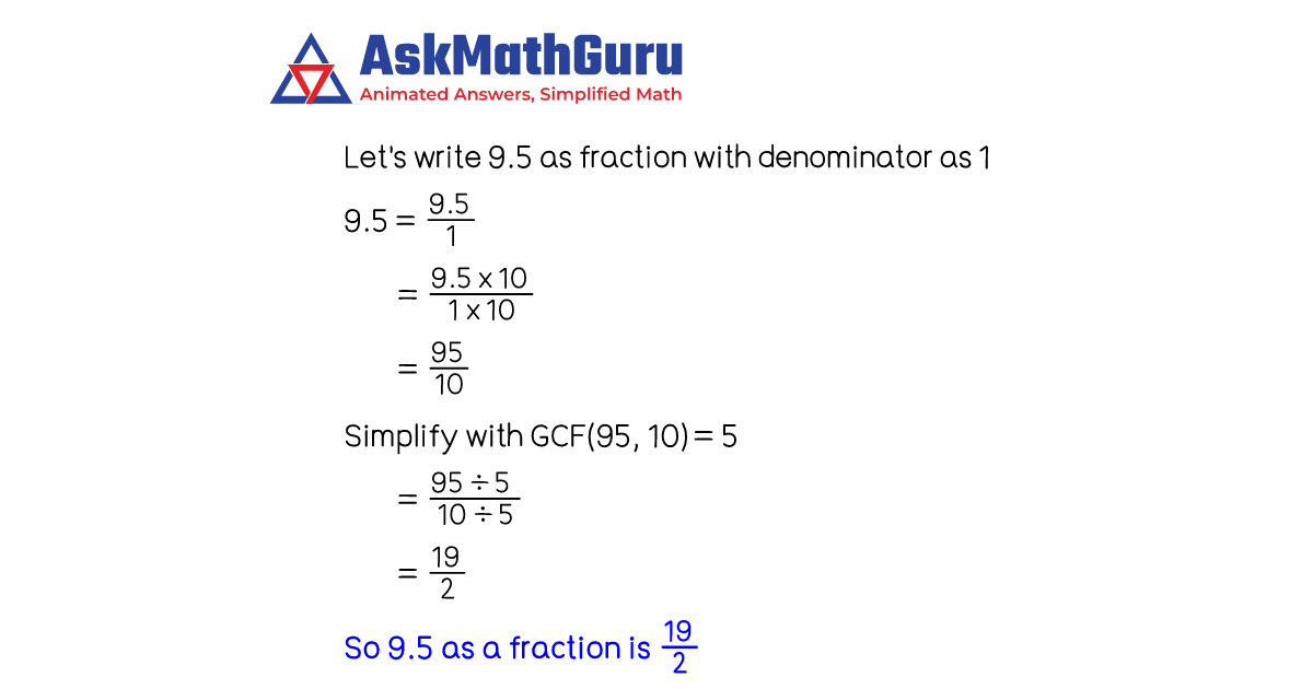 What is 9.5 as a fraction | Convert Decimal into Fraction