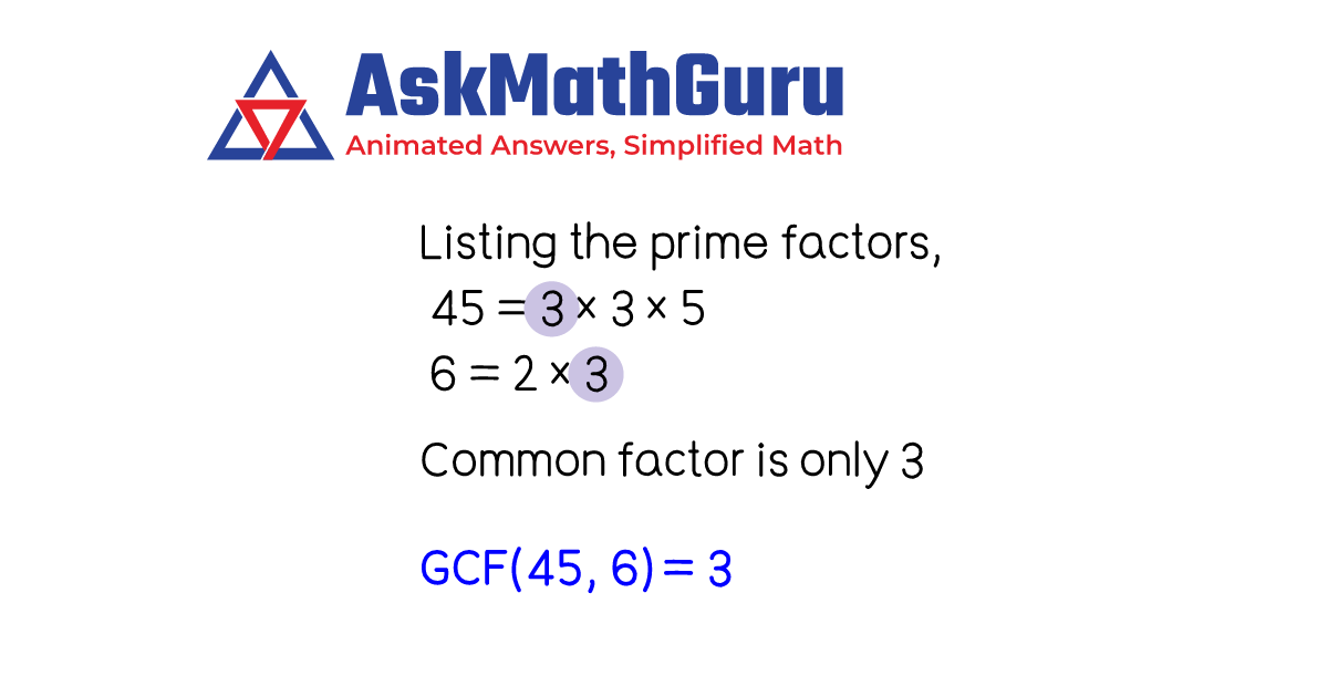 What is the GCF of 45 and 6 | GCD, HCF | prime, common factors