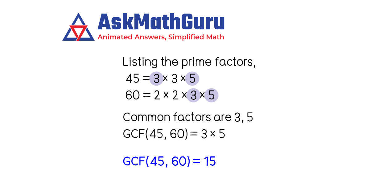 What is the GCF of 45 and 60 | GCD, HCF | prime, common factors