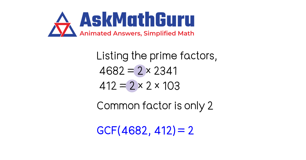 What is the GCF of 4682 and 412 | GCD, HCF | prime, common factors