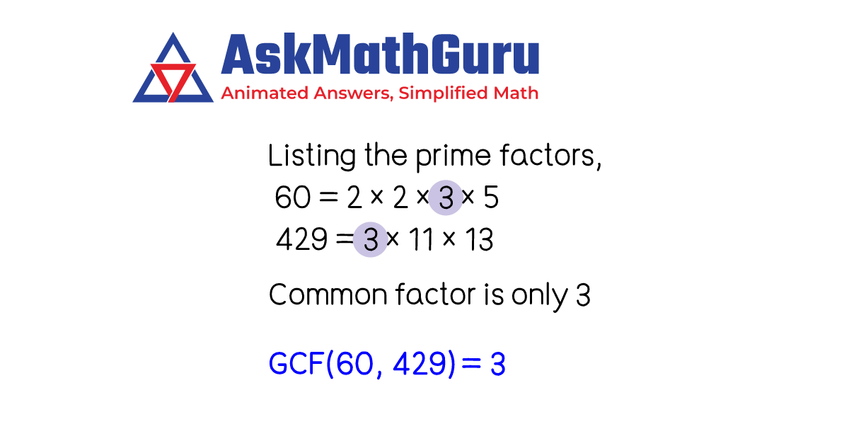 What is GCF of 60, 429 | GCD, HCF | prime, common factors