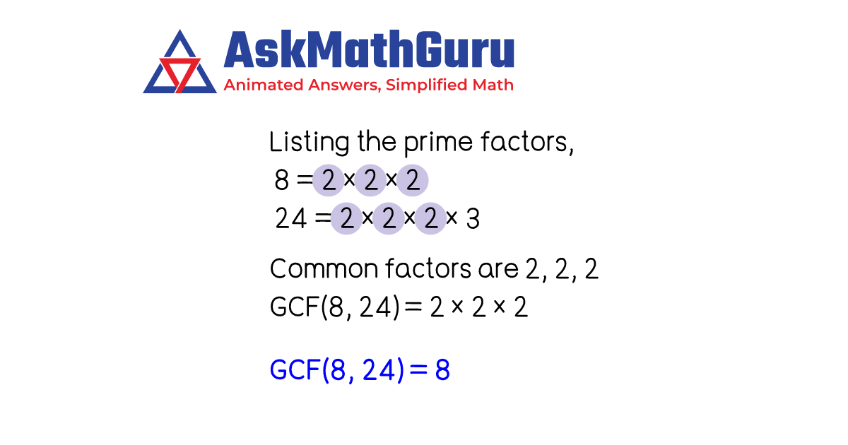What is GCF of 8, 24 | GCD, HCF | prime, common factors