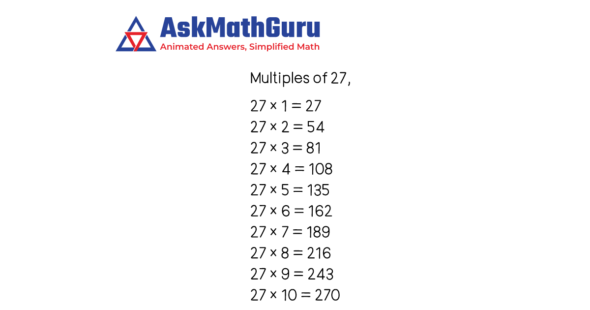 Multiples of 27 | Multiples - Definition, Calculations, Examples