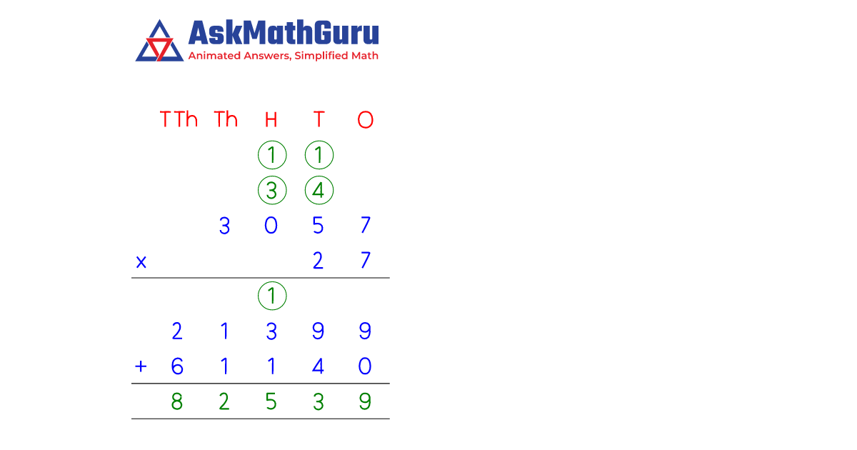 What is 3057 multiply by 27 | Long Multiplication Method