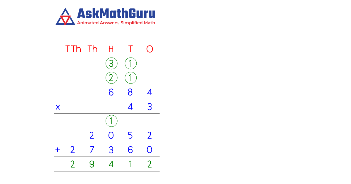 What is 684 multiply by 43 | Long Multiplication Method