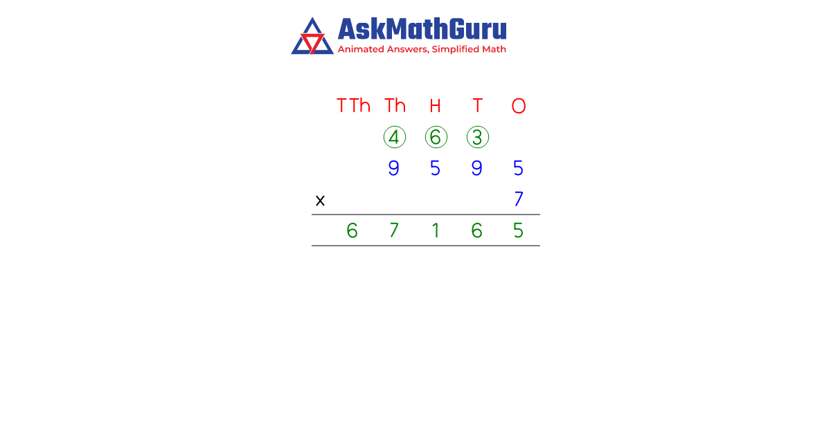 What is 9595 multiply by 7 | Long multiplication method | AskMathGuru