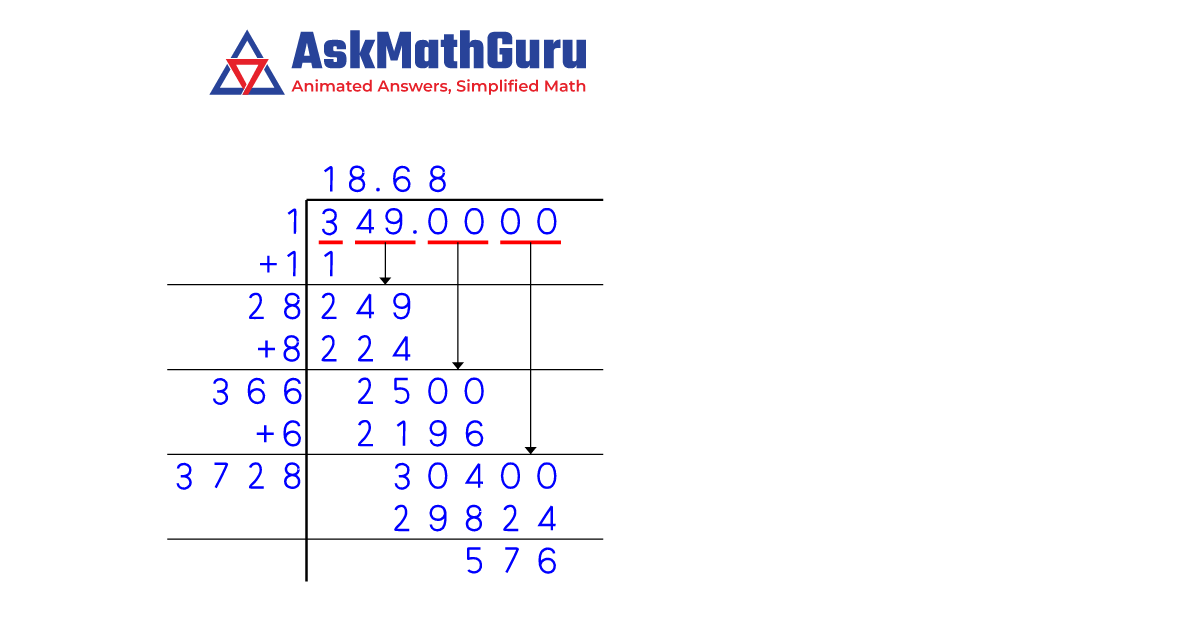 What is Square Root of 349 | Find square root of a number