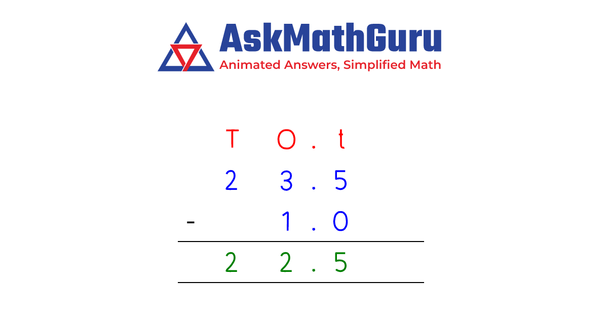 What is 23.5 minus 1 | Decimal numbers subtraction | AskMathGuru